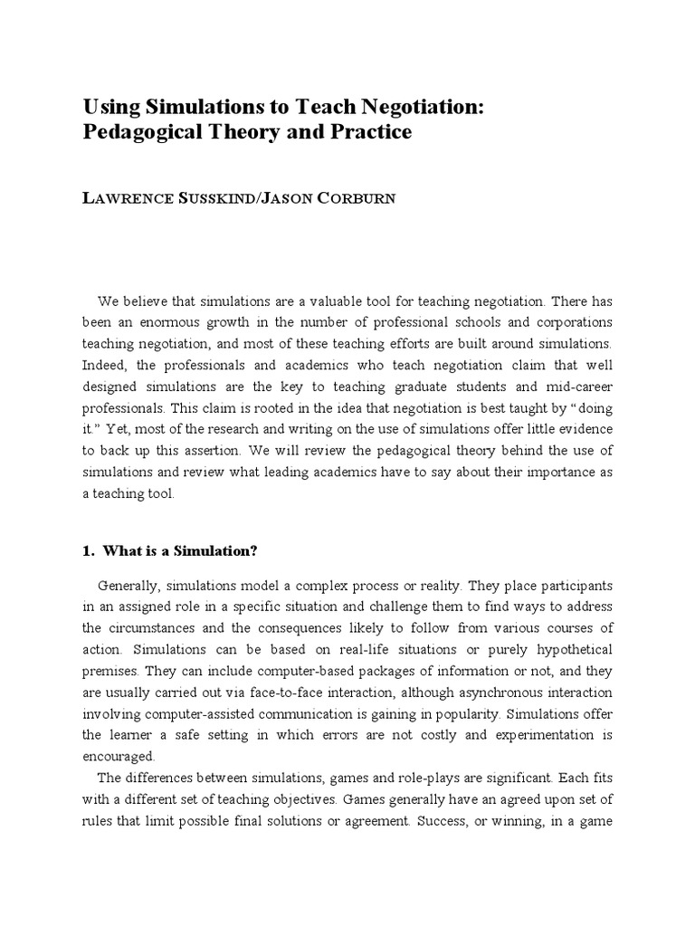 Teaching Simulations | PDF | John Dewey | Negotiation