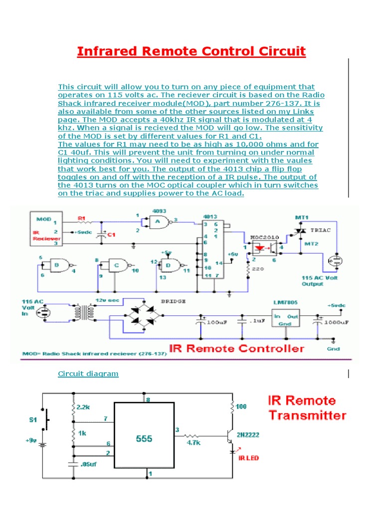 Infrared Remote Control Circuit | PDF