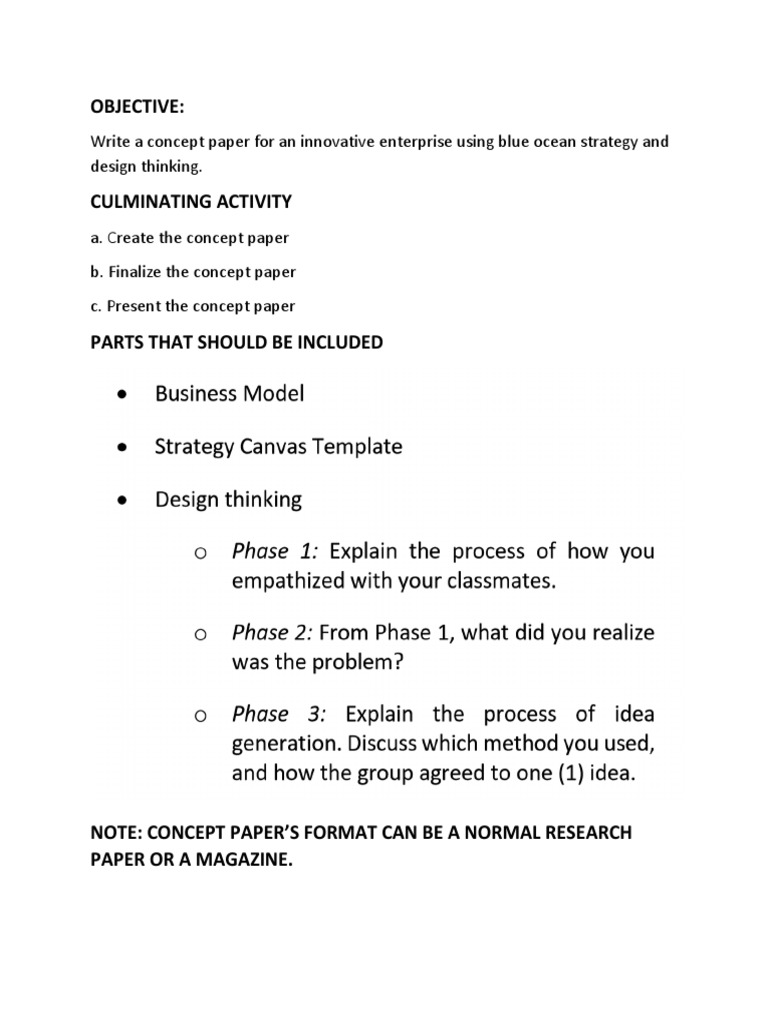 Blue Ocean Strategy Concept Paper Guide | PDF