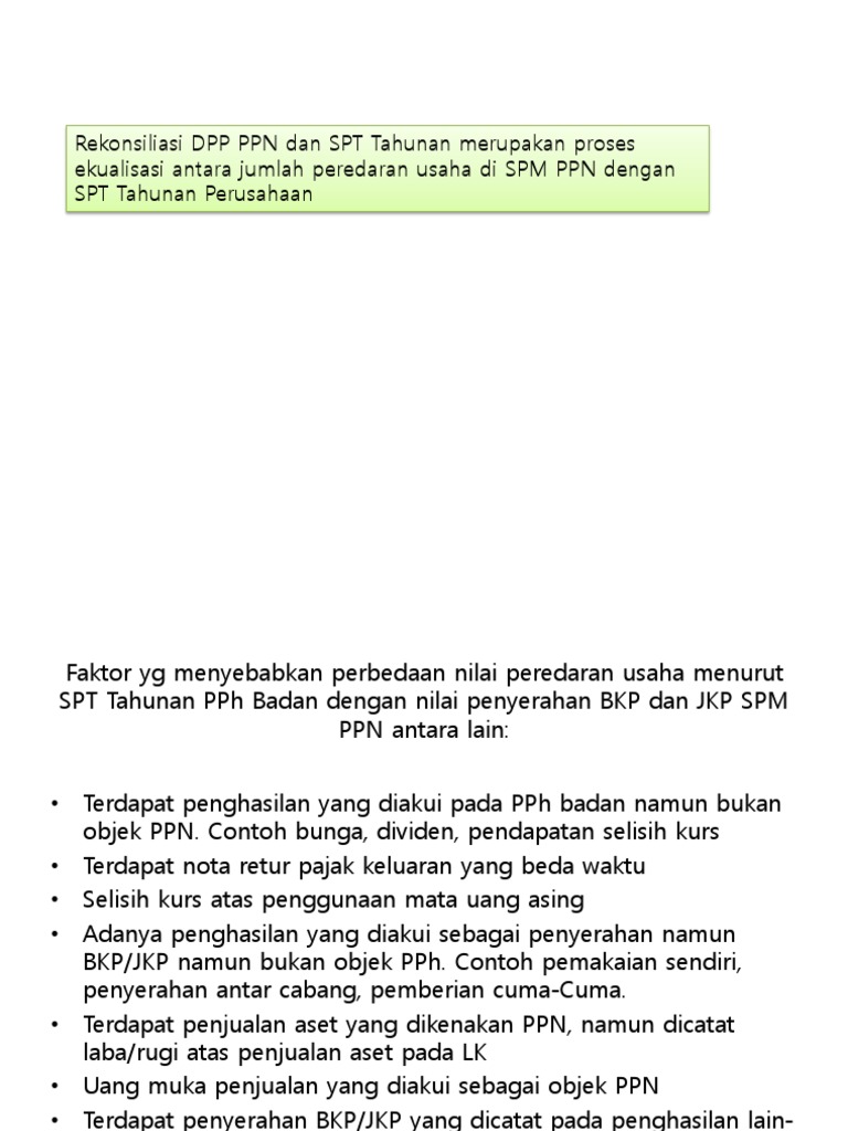 Rekonsiliasi DPP PPN | PDF