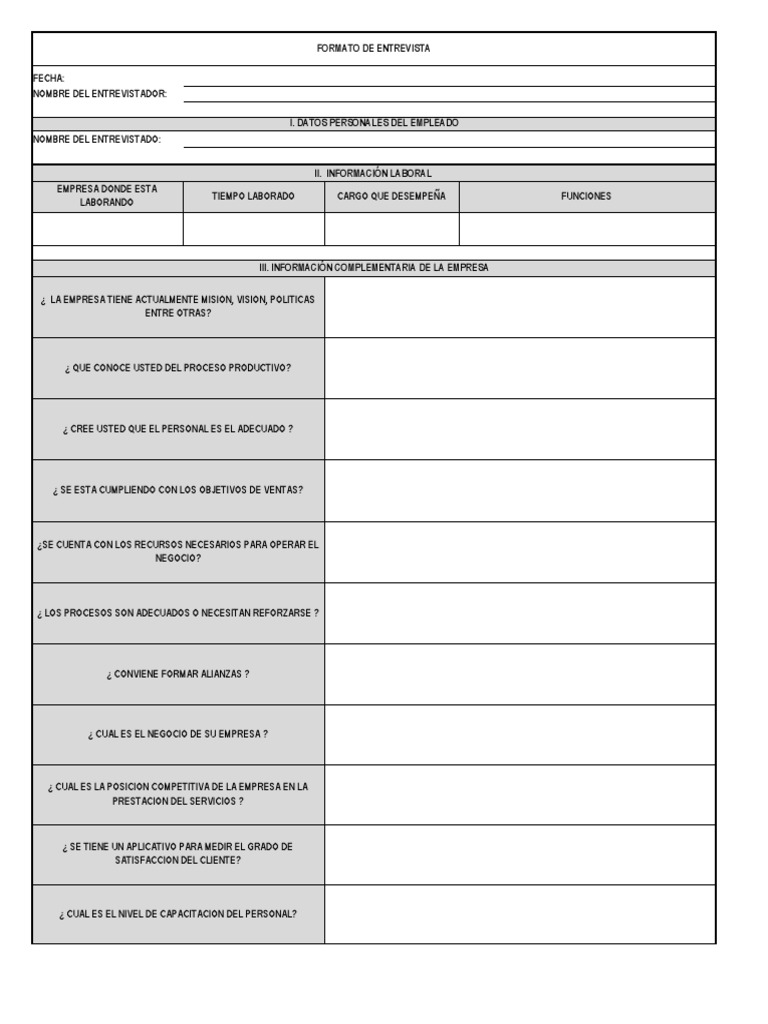Formato de Entrevista PDF | PDF