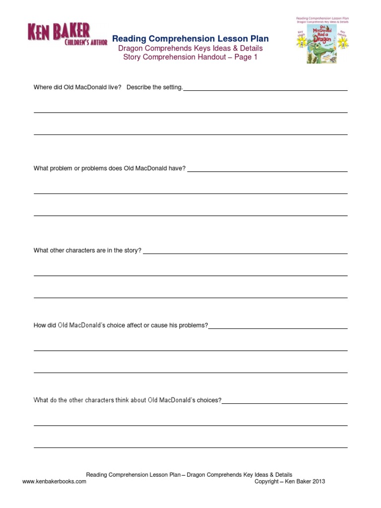 Reading Comprehension Lesson Plan Handouts PDF | PDF | Reading ...