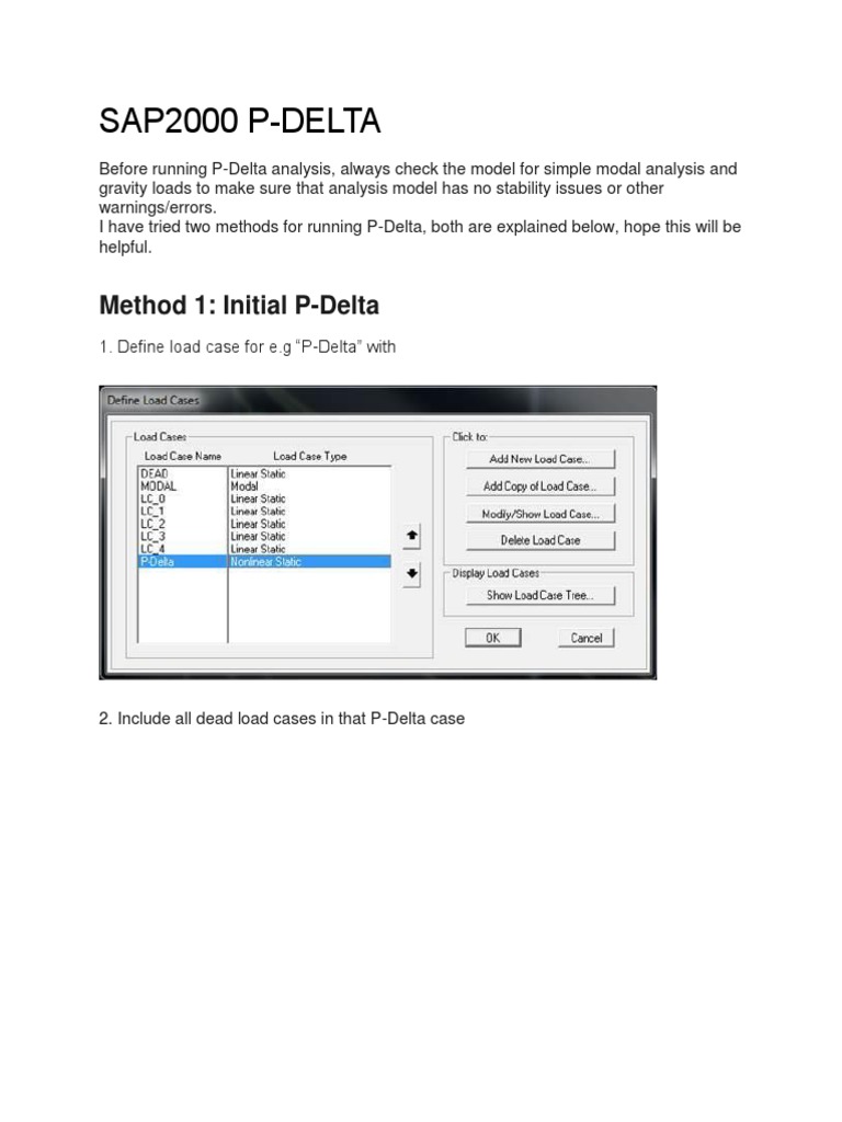 SAP2000 P-Delta - Guide | PDF