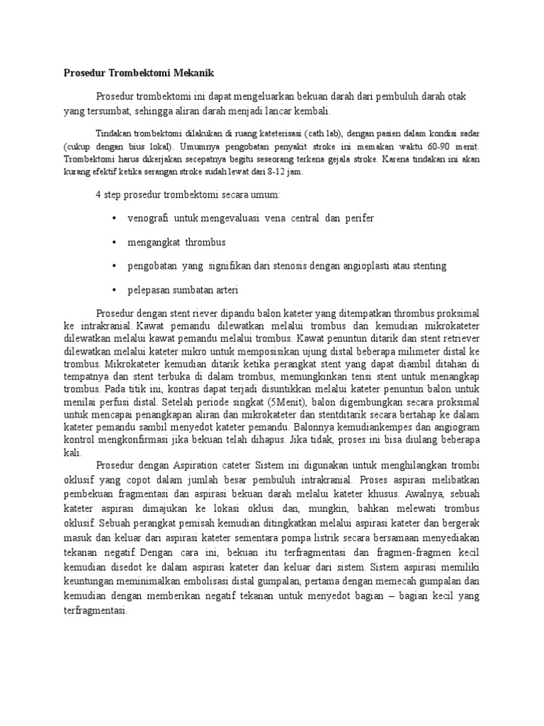 Prosedur Trombektomi Mekanik | PDF