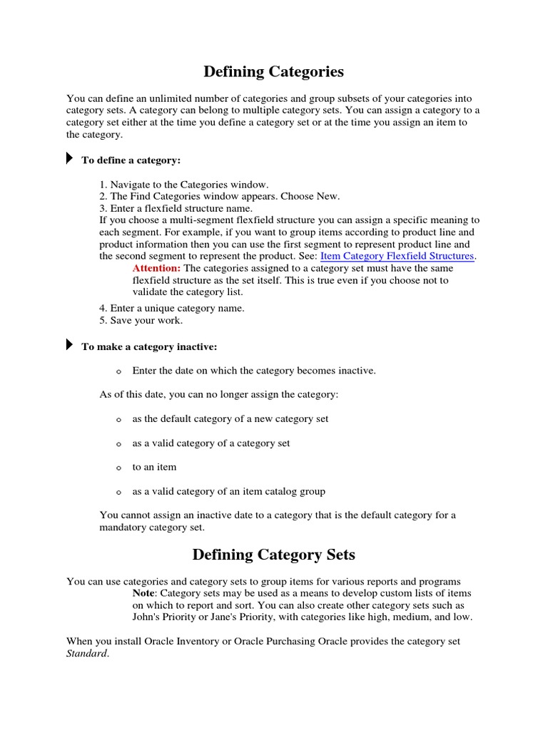 How to Define Categories and Sets | PDF | Cross Validation (Statistics ...