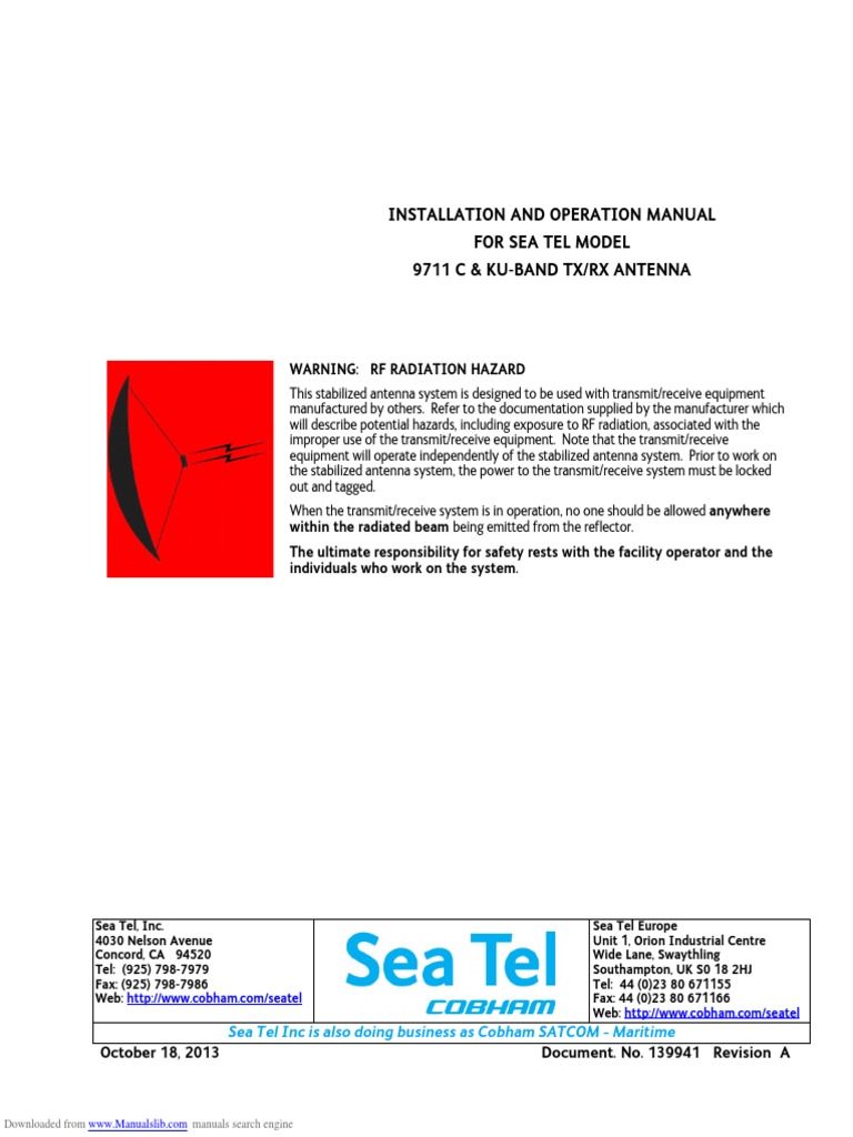 Manual Instllation Seatel 9711 | PDF | Ground Station | Satellite