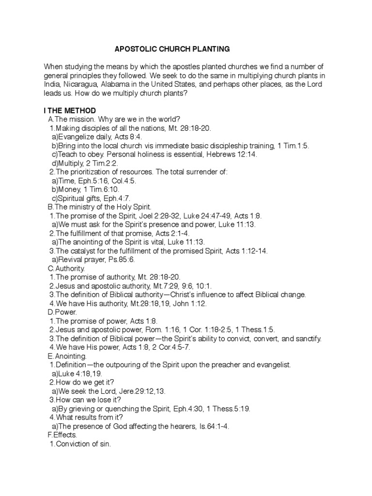 Apostolic Church Planting Principles | PDF | Elder (Christianity ...