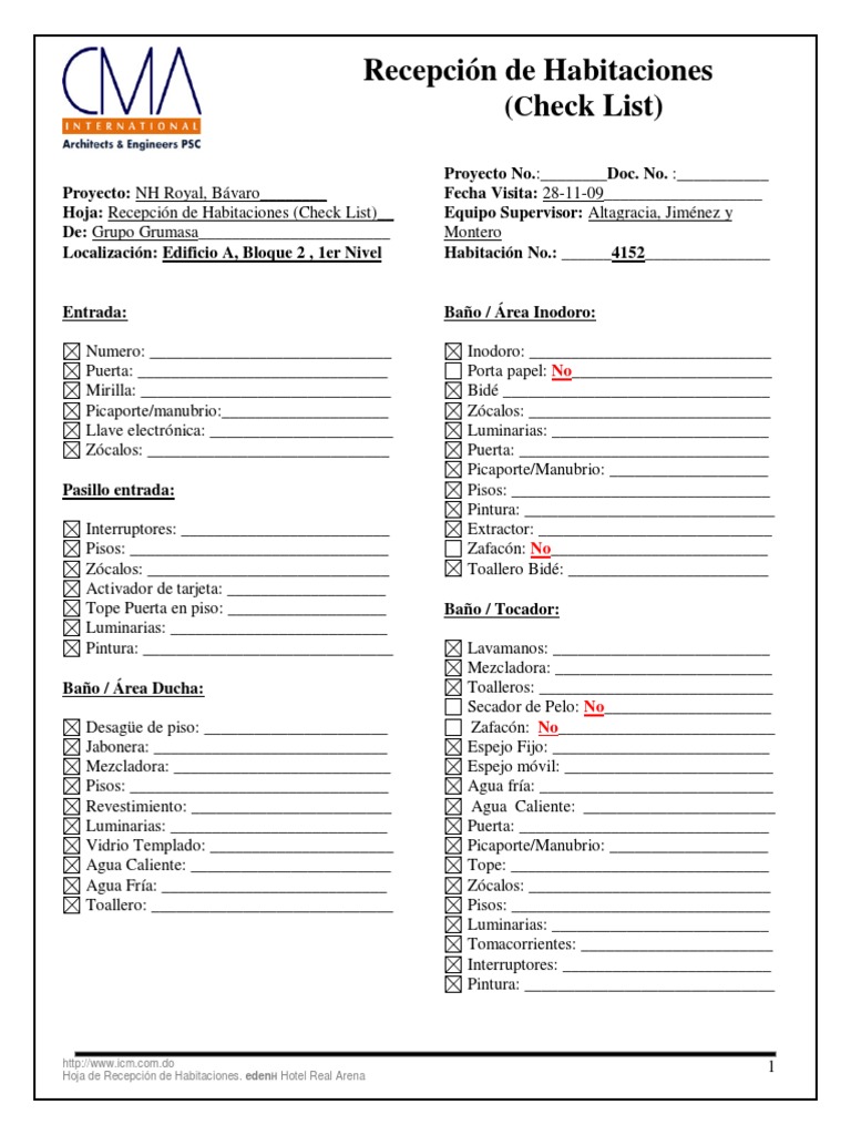 Check List para Habitaciones | PDF | Inicio | Bienes manufacturados