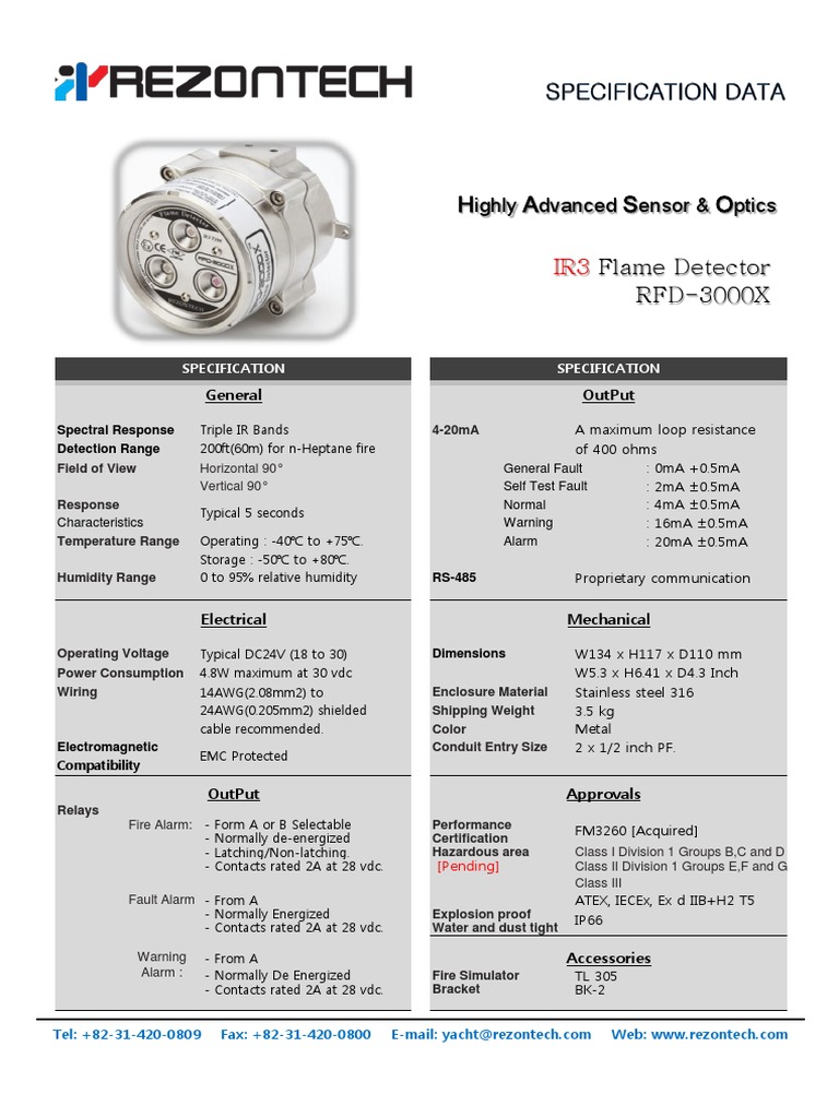 RFD-3000X Flame Detector Specs | PDF | Relay | Electromagnetism