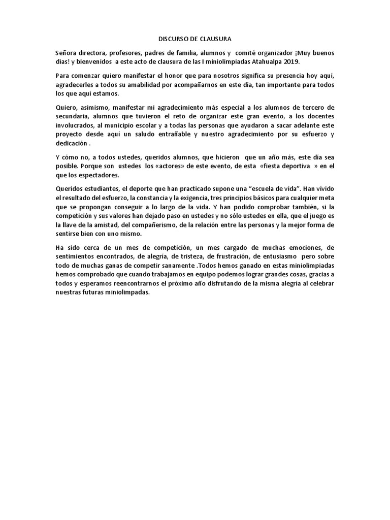 Discurso de Clausura | PDF