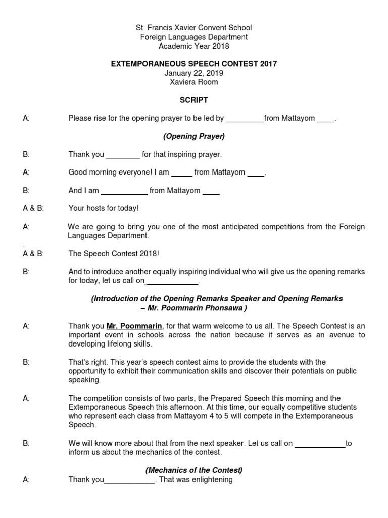 Extempo Emcee Script | PDF