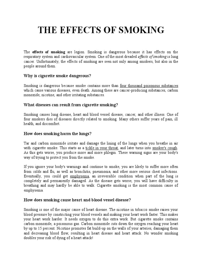 The Effects of Smoking | PDF | Addiction | Tobacco Smoking