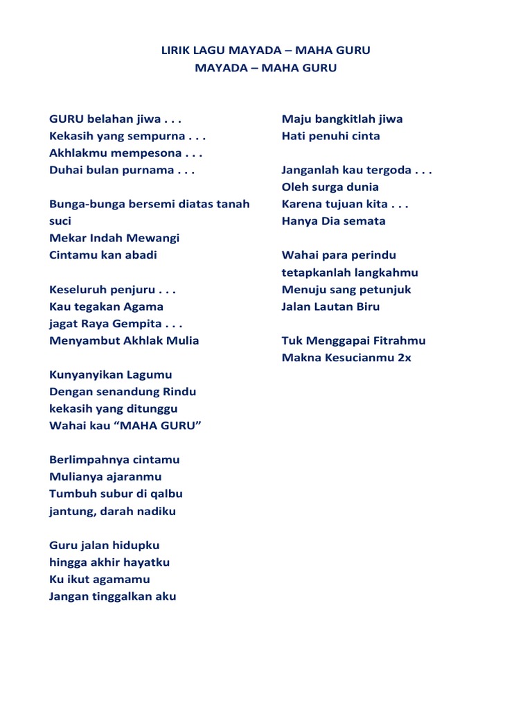 Lirik Lagu Mayada | PDF