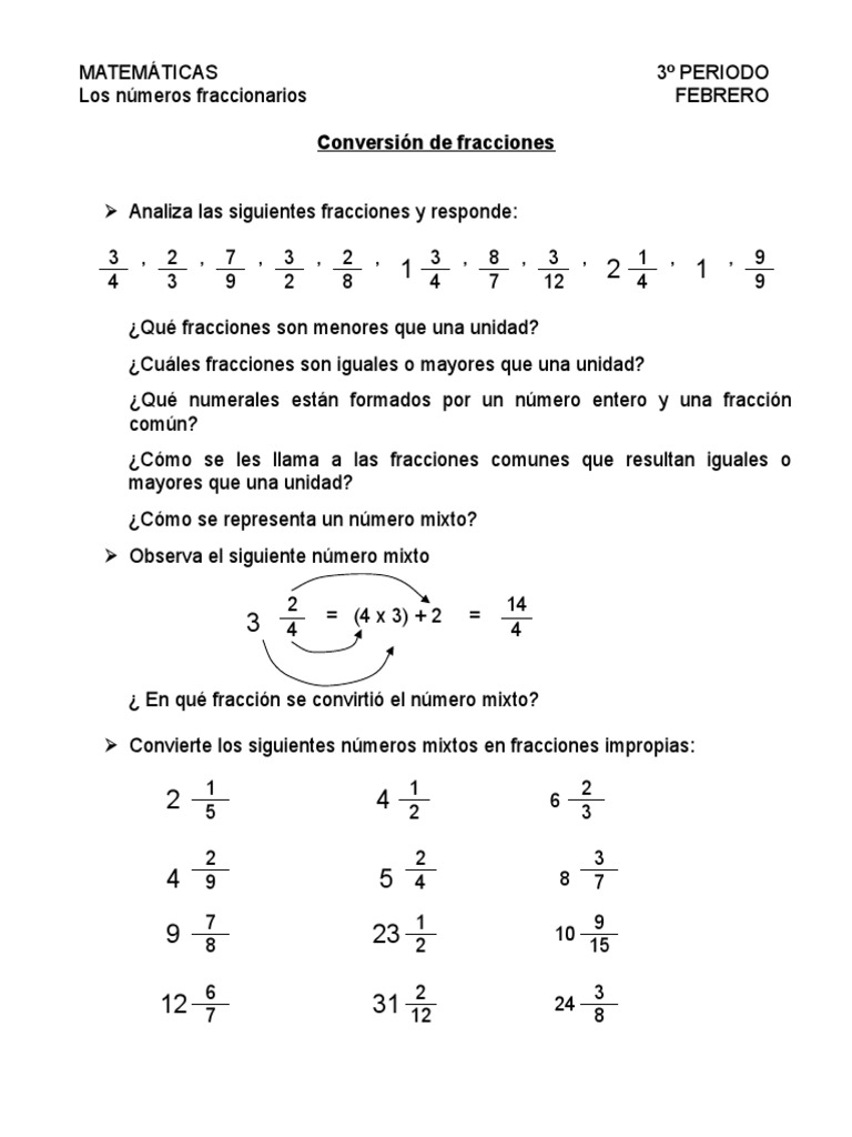 Conversion de Fracciones | PDF | Fracción (Matemáticas) | Aritmética