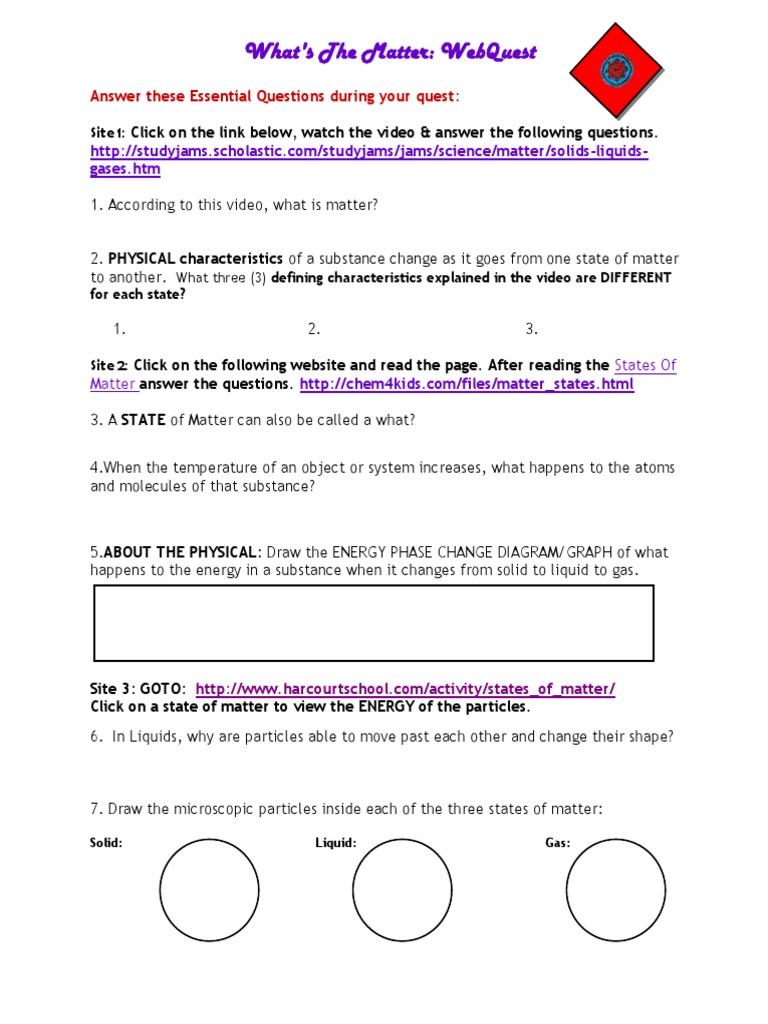 Chemical Physical Change Webquest PDF | PDF | Matter | Gases