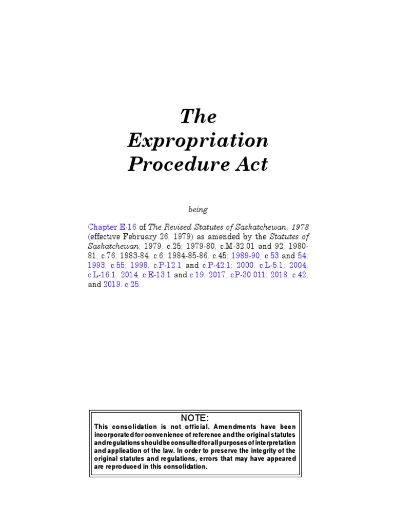 The Expropriation Procedure Act | PDF | Eminent Domain | Payments