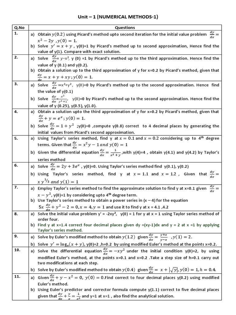 Module - 1 - QB - 40 | PDF | Differential Calculus | Equations
