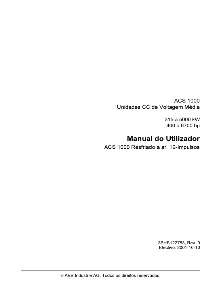 Manual do Utilizador ACS 1000, Rev. 0 | PDF | Inversor de energia ...