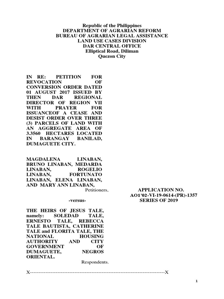 Revocation Petition for Land Conversion | PDF | Leasehold Estate ...