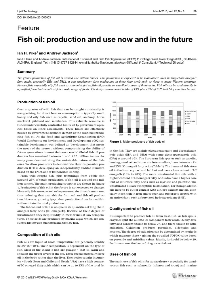 Fish Oil: Production and Use Now and in The Future: Feature | PDF ...