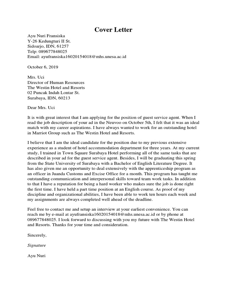 Cover Letter: Signature | PDF