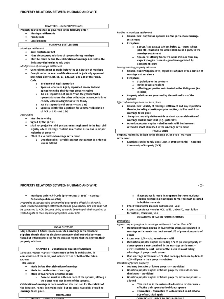 Property Relations Between Husband and Wife: CHAPTER 1 - General ...