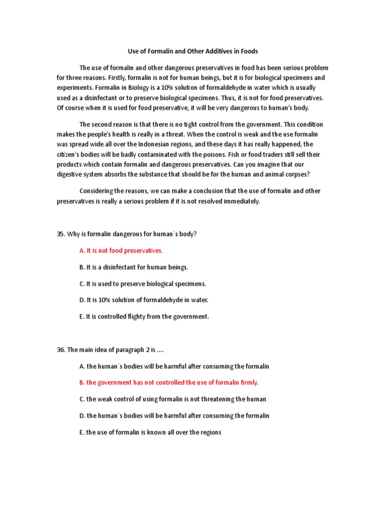 Use of Formalin and Other Additives in Foods: A. It Is Not Food ...