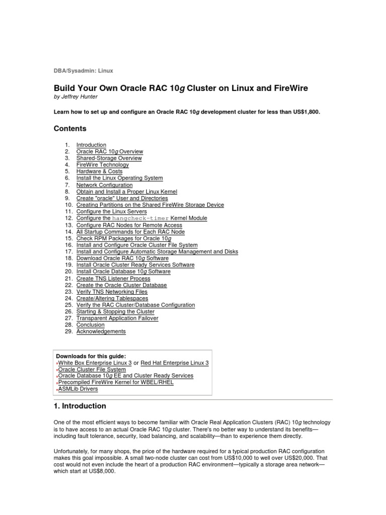 Build Your Own Oracle RAC 10g Cluster On Linux and FireWire | PDF | Oracle Database | Computer ...