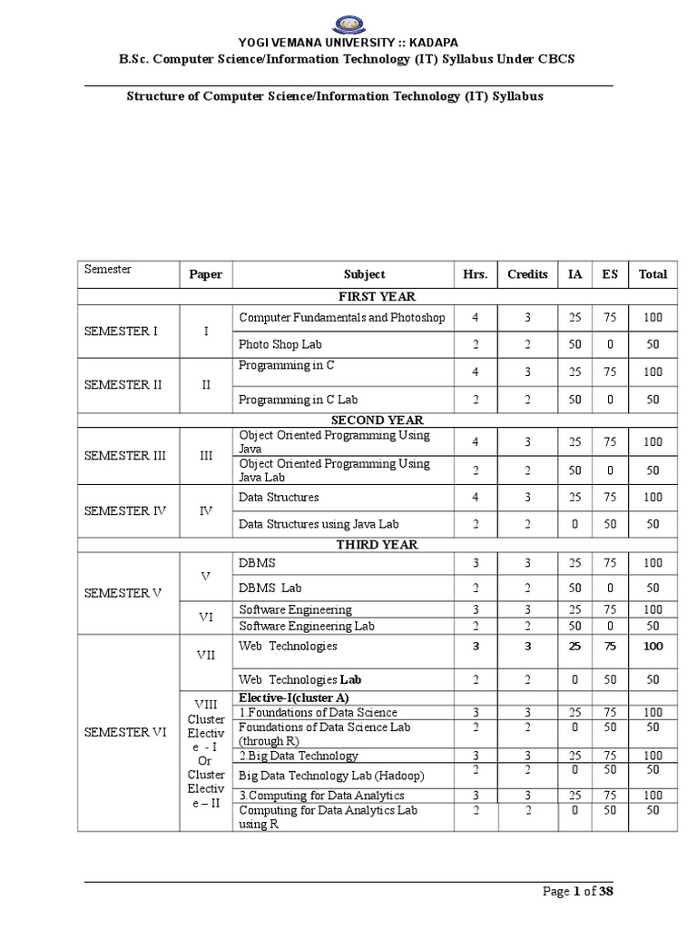 B.Sc. Computer Science Syllabus Overview | PDF | Apache Hadoop | Method ...