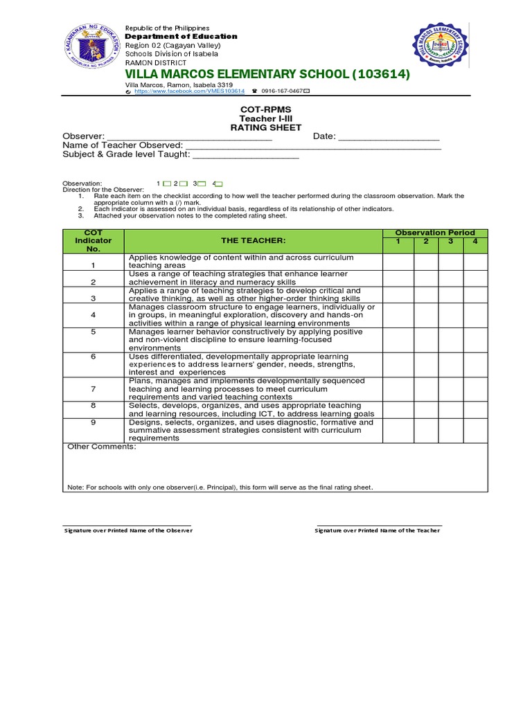 405735841-COT-RPMS-RATING-SHEET-OBSERVATION-NOTES-FORM, 46% OFF 405735841-COT-RPMS-RATING-SHEET-OBSERVATION-NOTES-FORM, 46% OFF