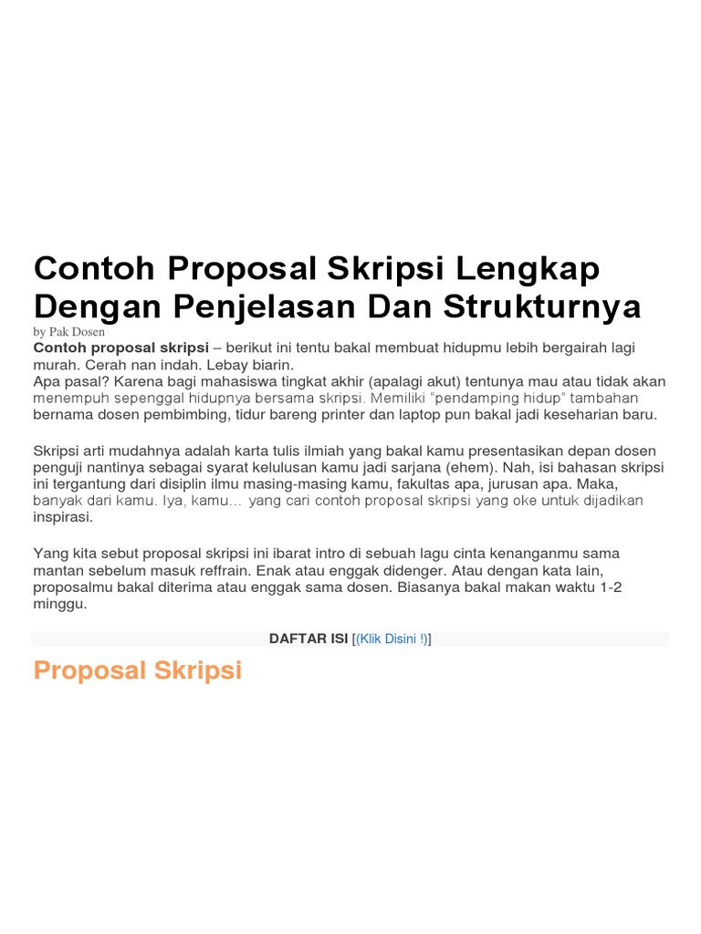 Contoh Proposal Skripsi Lengkap | PDF