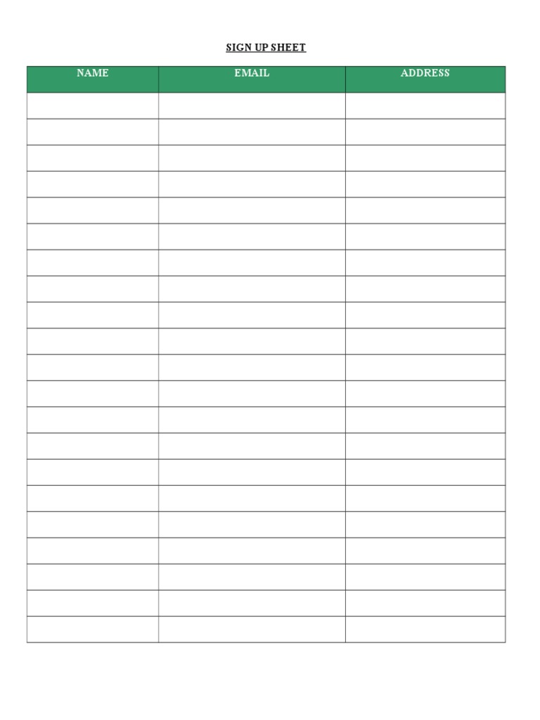 Chair Massage Sign Up Sheet | PDF