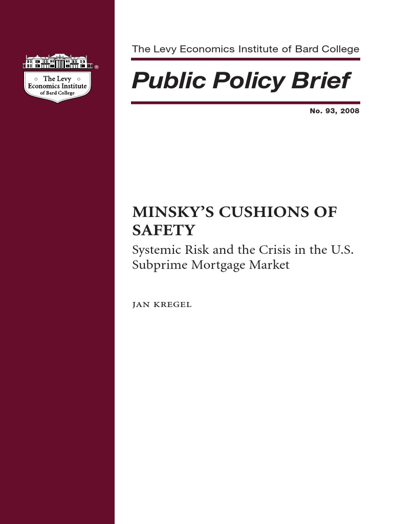 Kregel Subprime Levy Jan 2008 | PDF | Mortgage Loan | Securitization