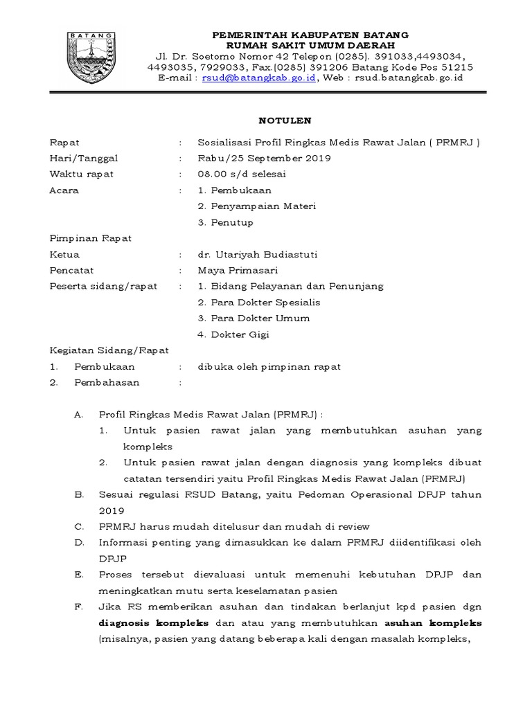 Notulen PRMRJ | PDF | Sains & Matematika