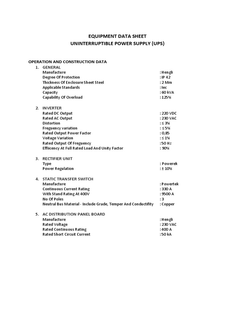 UPS Data Sheet for CA760N Model | PDF | Science & Mathematics | Computers