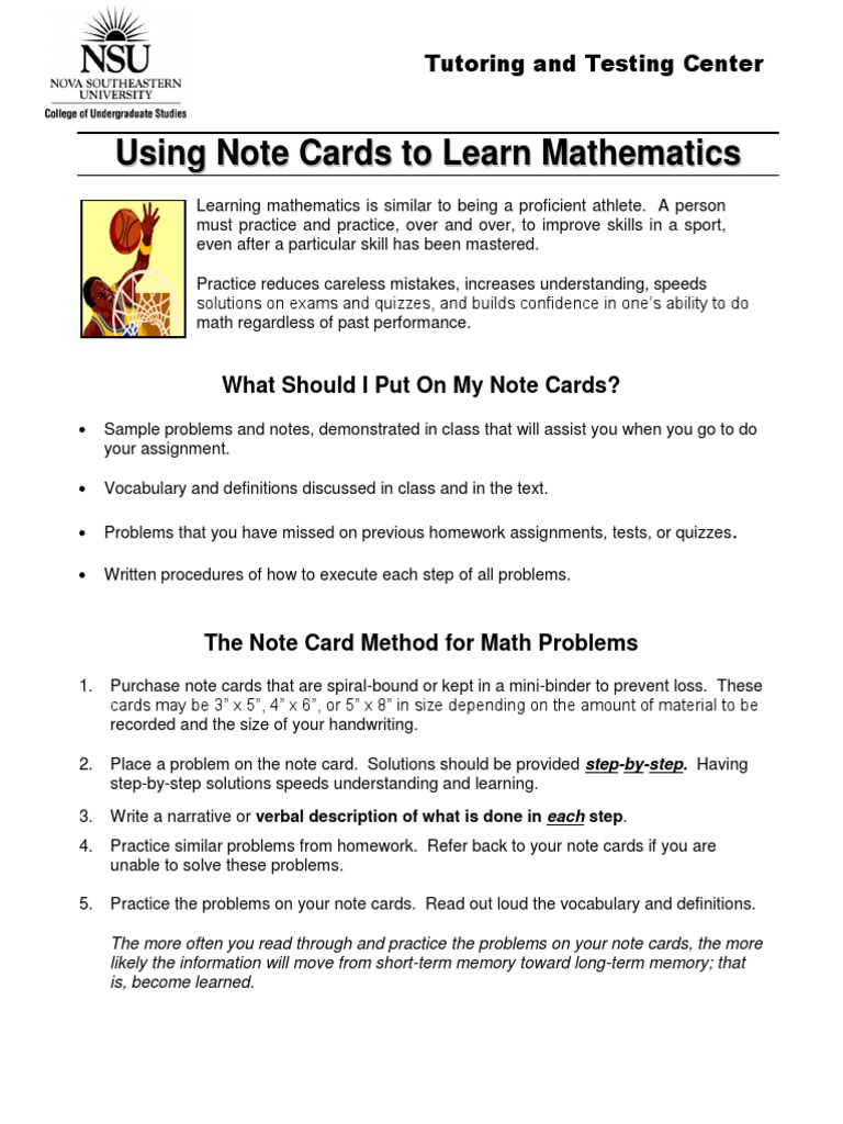 Note Cards | PDF | Homework | Memory