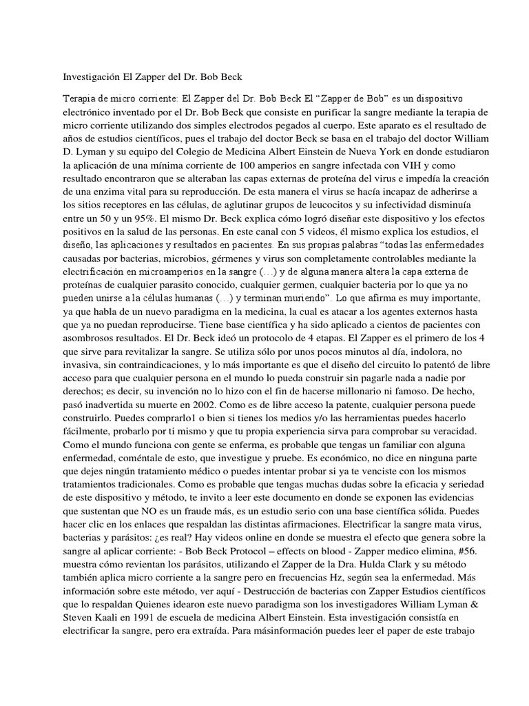 Investigación El Zapper Del Dr. Bob Beck | PDF | Virus | Microorganismo