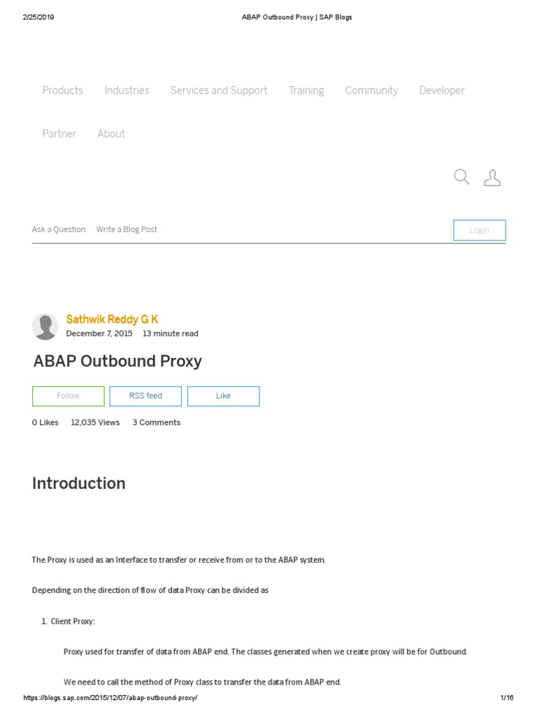 ABAP Outbound Proxy - SAP Blogs | PDF | Proxy Server | Areas Of ...