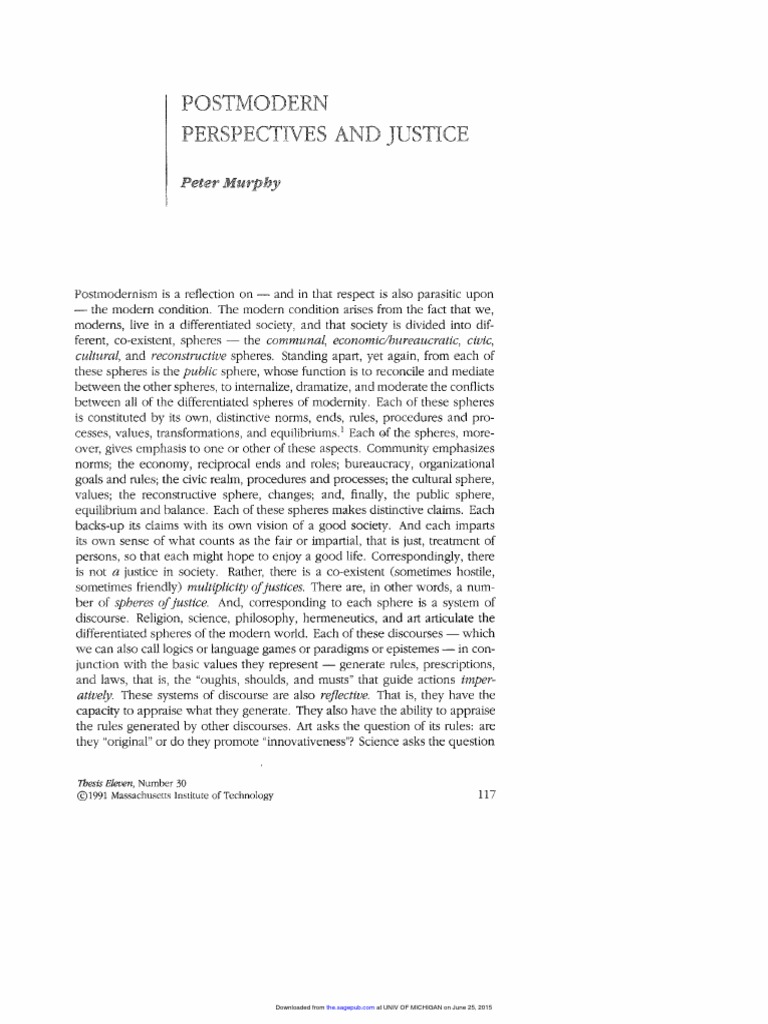 Justice: Postmodern Perspectives | PDF | Postmodernism | Jean François ...