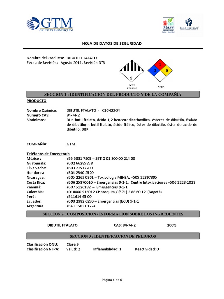Dibutil Ftalato PDF | PDF | Combustión | Naturaleza