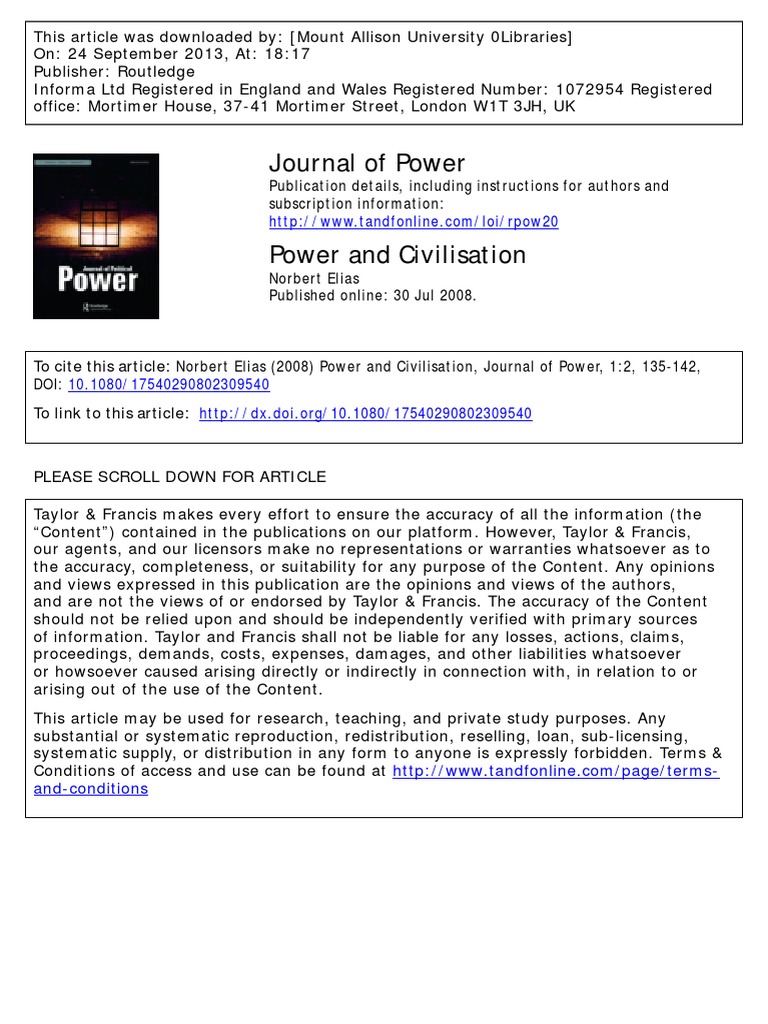 Elias Poder y Civilización | PDF | Sumer | Violence