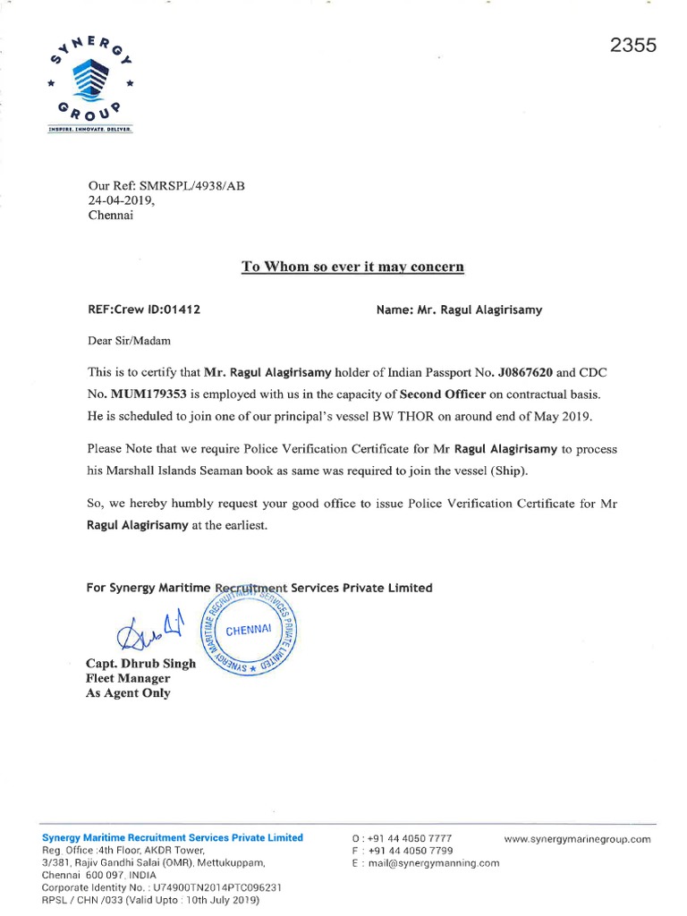 2O Ragul PCC Letter | PDF