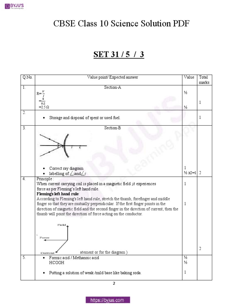 CBSE Class 10 Science Solution PDF: Fleming's Left Hand Rule | PDF | Covalent Bond | Sexual ...