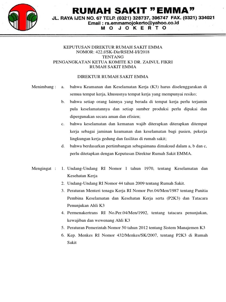 SK Ketua Komite k3 | PDF