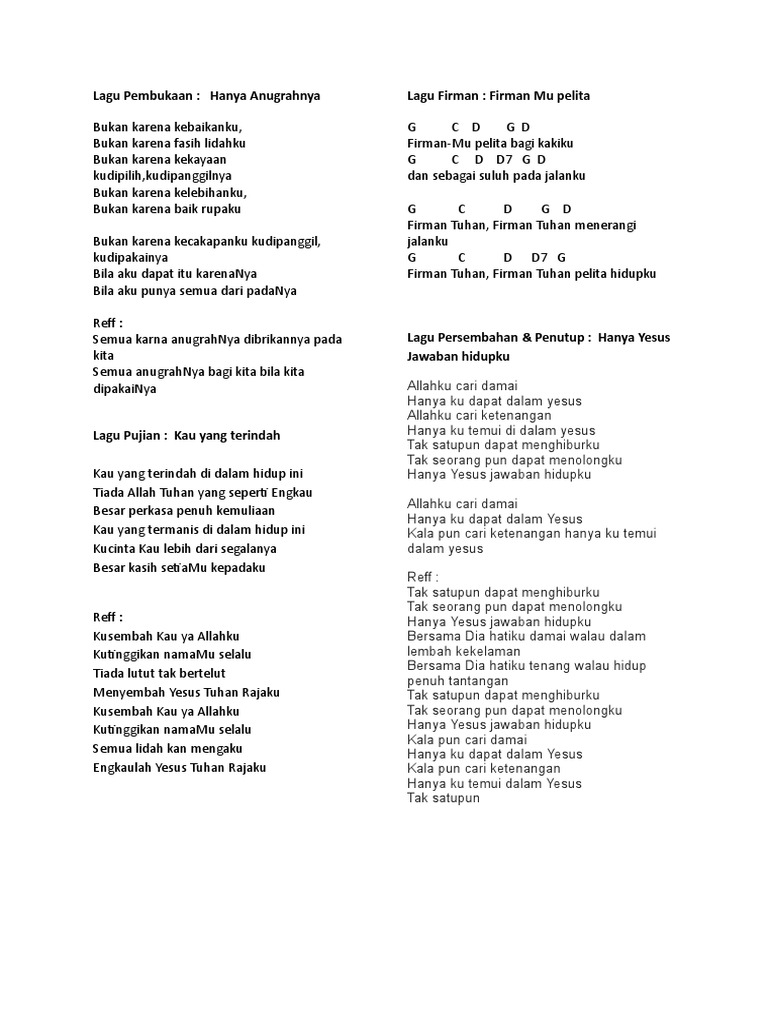 Teks Lagu Rohani | PDF