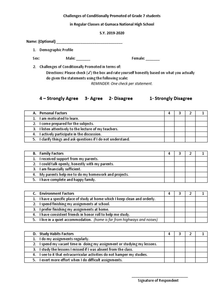 Challenges of Conditionally Promoted Grade 7 Students | PDF | Homework ...