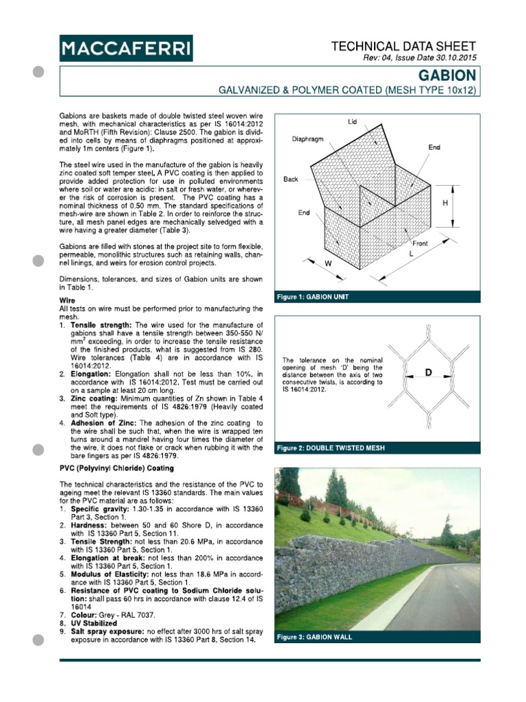 Gabion Data Sheet | PDF