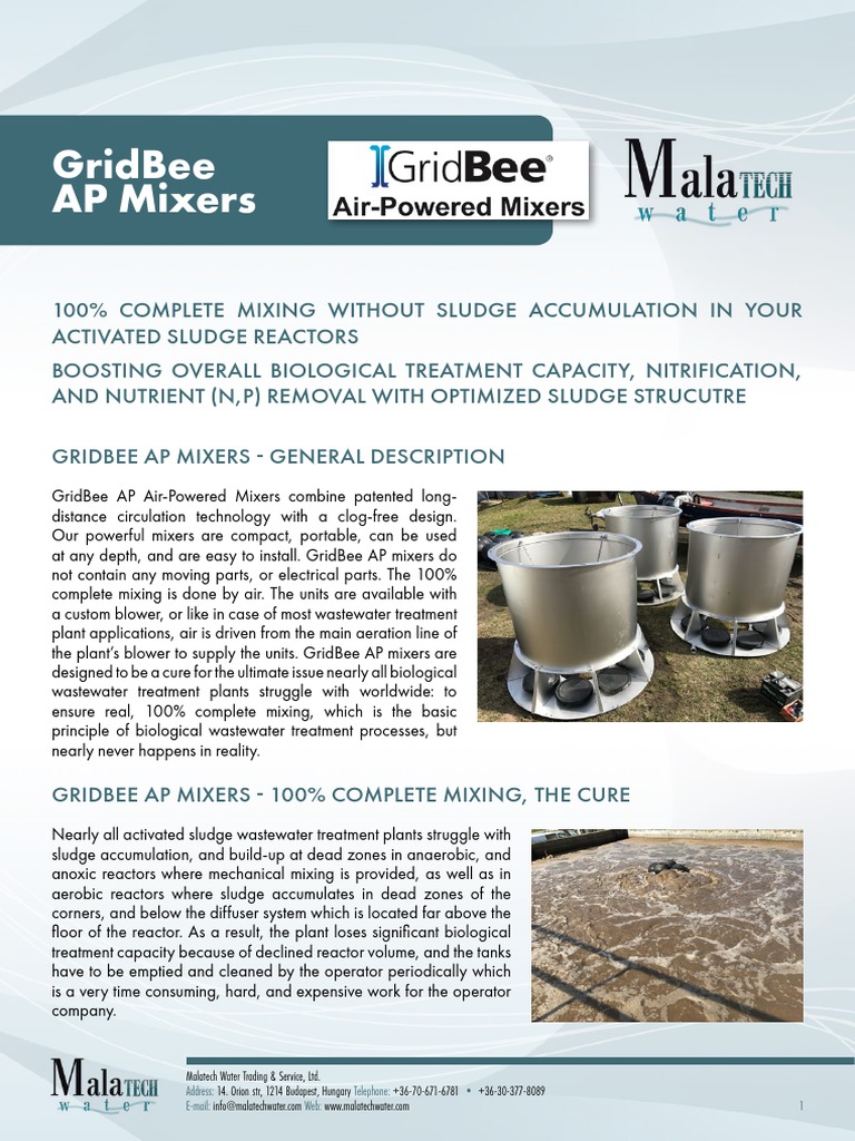 Gridbee Ap Mixers | PDF | Sewage Treatment | Environmental Technology
