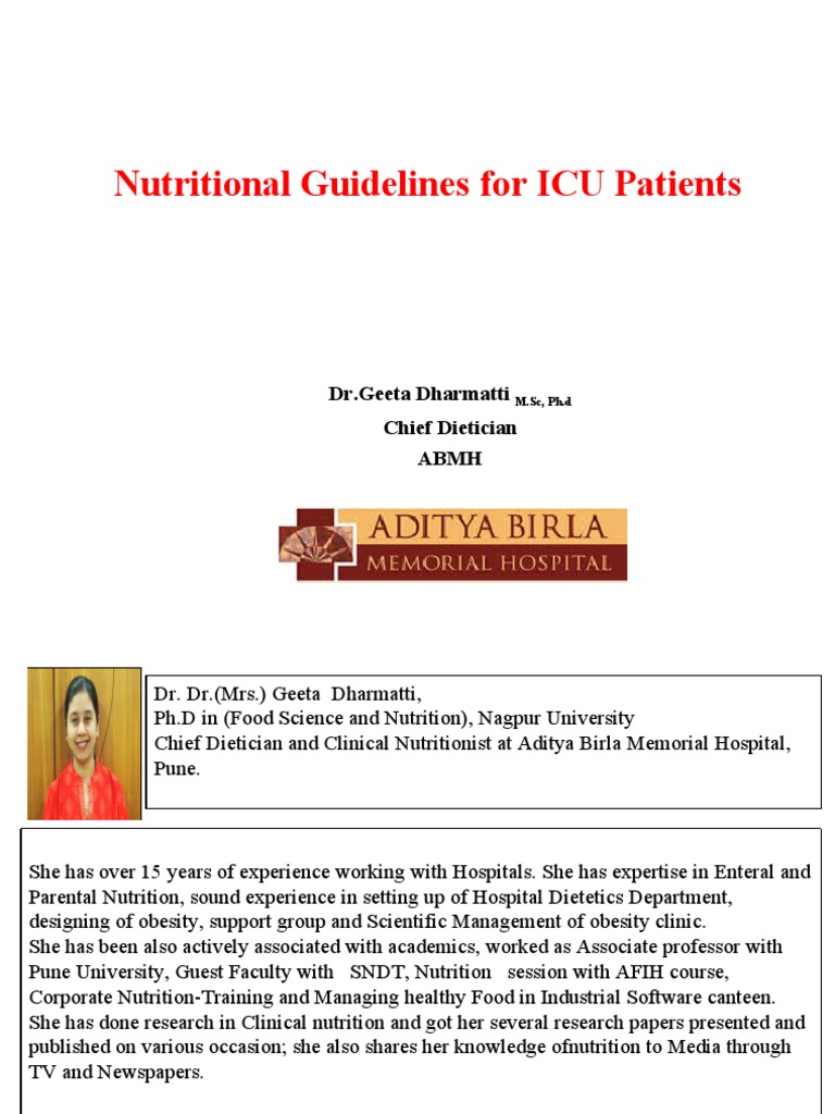 ICU Nutritional Guidelines | PDF | Dietitian | Nutrition