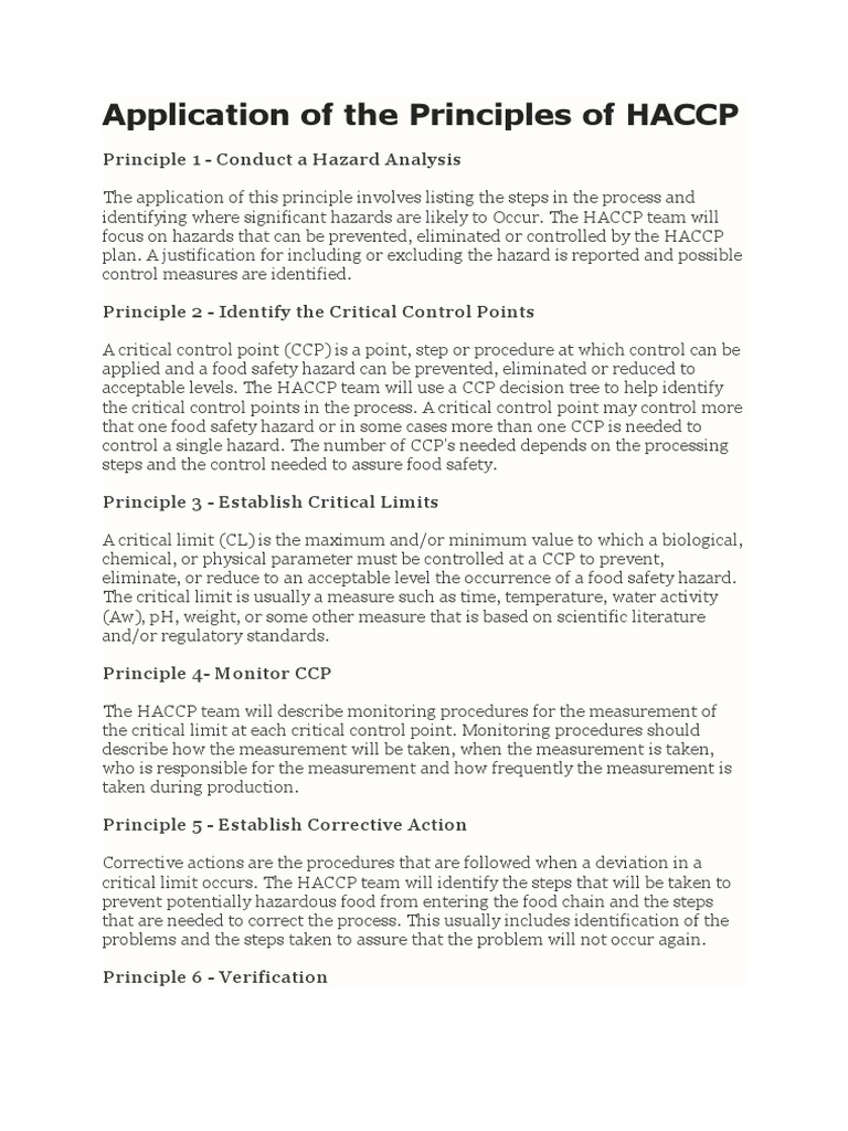 HACCP Principles | PDF | Hazard Analysis And Critical Control Points ...